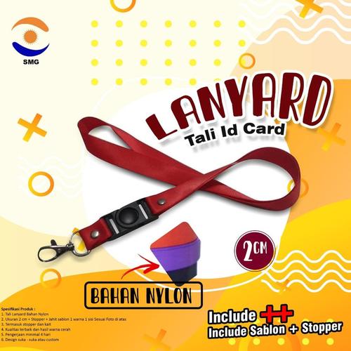 Jual Lanyard Tali Id Card Satuan Bahan Nylon 2 cm Include Sablon ...