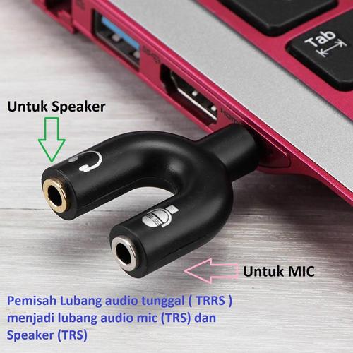 Jual JACK 3.5mm GARIS 3 SPLITTER PEMISAH AUDIO MIC DAN SPEAKER BENTUK U ...