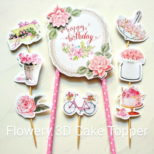 Jual Topper Flower/Cake Topper Birthday/Topper Kue 3D Flower/Flower ...