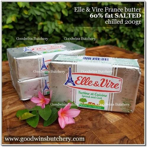 Jual Butter ELLE & VIRE 60% fat SALTED butter bergaram 200gr chilled ...