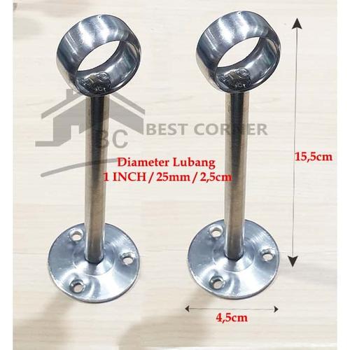 Jual Bracket Tembus Pipa Bulat 1 INCH PANJANG / Gantungan Penahan Pipa ...