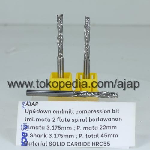Jual COMPRESSION END MILL 2F 3.175mm UP&DOWN mata ROUTER BIT LAMINATED ...