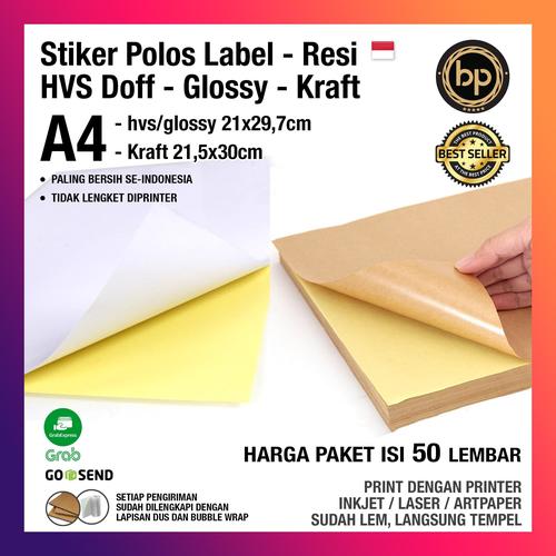 Jual [A4 - PAKET 50 LEMBAR] STICKER STIKER POLOS HVS DOFF / GLOSSY ...