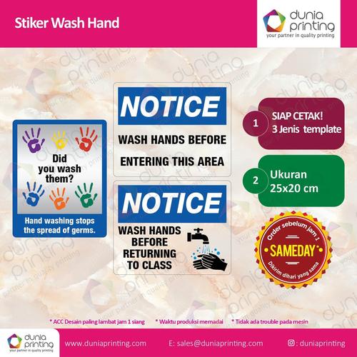 Jual Stiker Wash Hand - ukuran 20 x 25 cm - contoh gambar - Jakarta ...