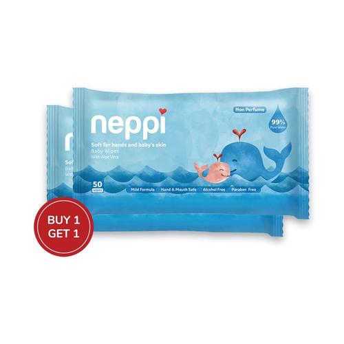 Jual Neppi Baby Wipes Tissue Basah Aloe Vera Non Perfume 50s Buy 1 Get ...