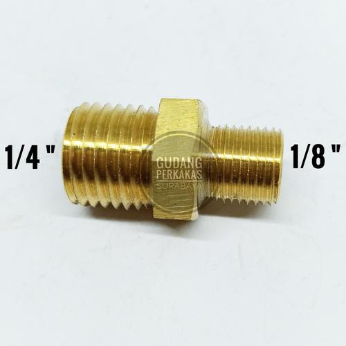 Jual DOUBLE NEPEL 1/4 x 1/8 ADAPTER DRAT NEPEL DOBEL DRAT LUAR KUNINGAN ...