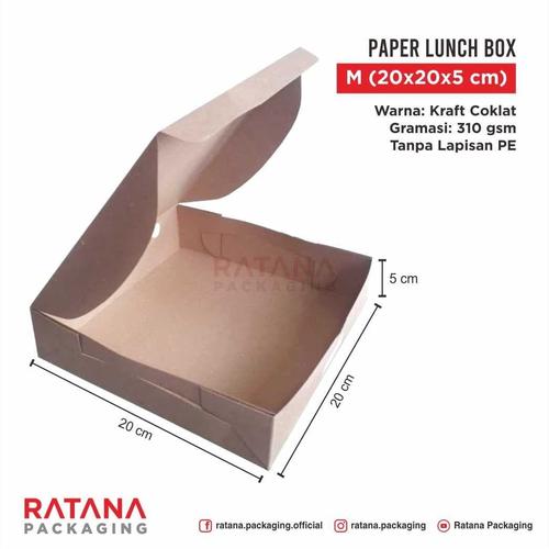 Jual Paper Lunch Box Harga Pabrik (Kotak Nasi Kertas) BA09K3 - Cokelat ...