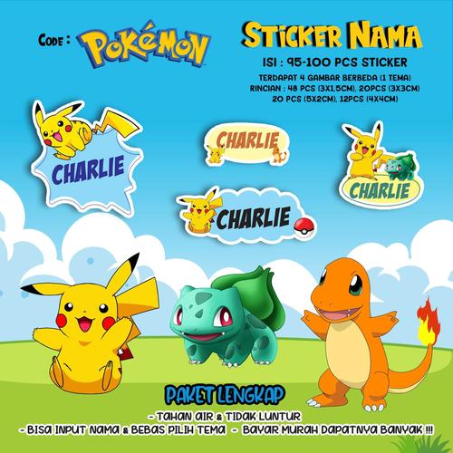 Jual PO3Hari Sticker / Stiker Label Nama Karakter Tema POKEMON ...