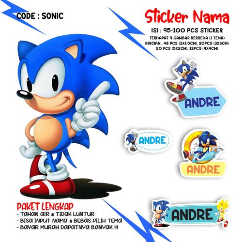 Jual PO3Hari Sticker / Stiker Label Nama Karakter Tema SONIC THE ...