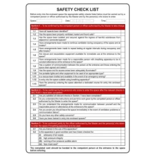 Jual Kartu Marine Safety Checklist Card Entry into Enclosed Spaces ...
