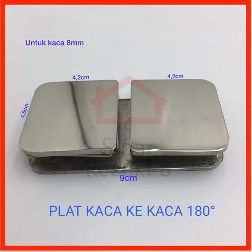 Jual Plat Konektor Penjepit KACA ke KACA 180 Derajat / Glass Clip Jepit ...