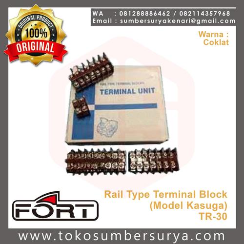 Jual Terminal Block TR-30 / TR30 30A Model Kasuga Coklat Rail 2 Fungsi ...