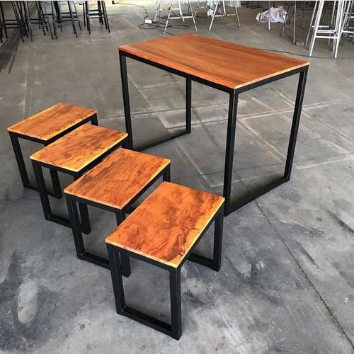 Jual Set meja stool makan kayu cafe industrial vintage besi terbaru ...