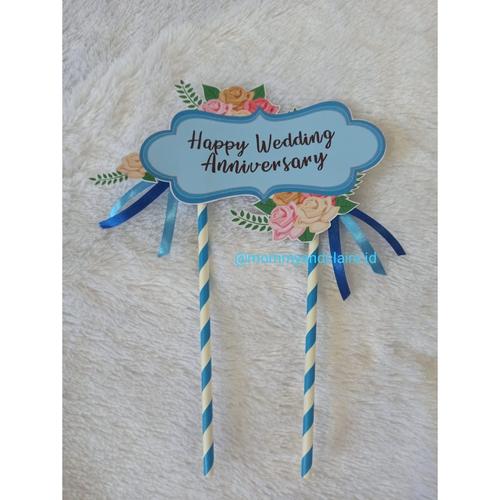 Jual Cake Topper Bunga/Topper Happy Anniversary/Topper Kue Happy ...