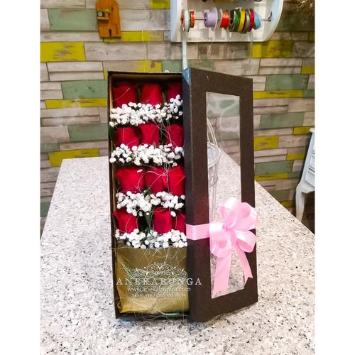 Jual Rangkaian Bunga Kotak Fresh Rose Mawar Asli Flower Box Wedding ...