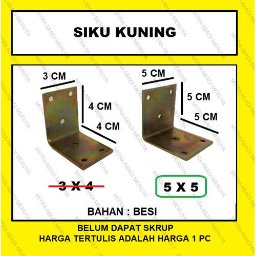 Jual Siku Ambalan Besi L Bracket Siku Penyangga Besi Kuning 5 x 5 cm ...