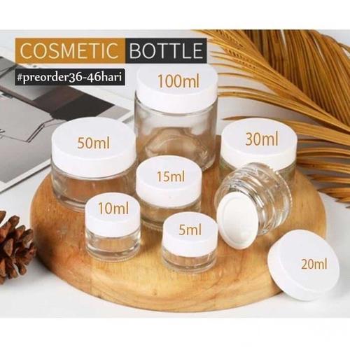 Jual Pot Cream Jar 50ml Pot Kosmetik Pot Krim Kaca Bening Tutup Putih ...