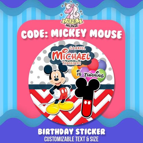 Jual Sticker Birthday Custom - Mickey Mouse (20pcs) - Stiker Ulang ...