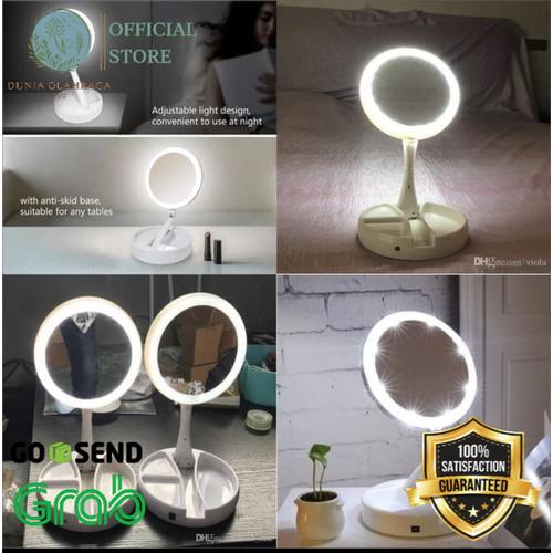 Jual PROMO MAGIC Mirror kaca makeup 17,5 cm with 7X Zoom & Lampu LED ...