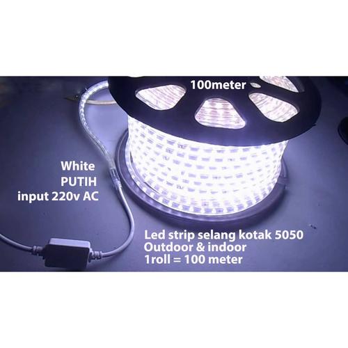 Jual led strip selang kotak putih - white SMD 5050 220v AC 100meter ...