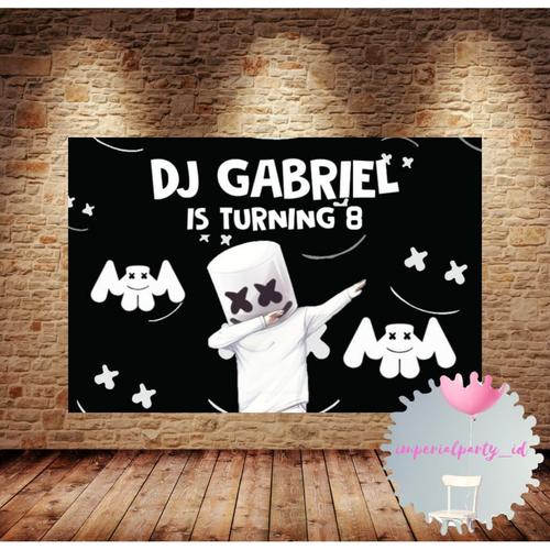 Jual Custom Backdrop Banner Spanduk Happy Birthday Marshmello DJ ...