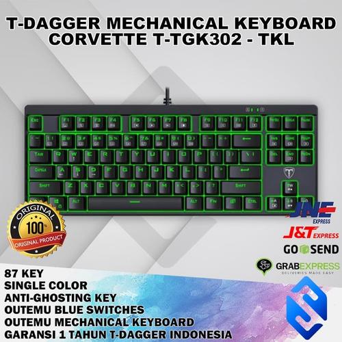 Jual T-DAGGER CORVETTE T-TGK302 TKL MECHANICAL KEYBOARD OUTEMU BLUE ...