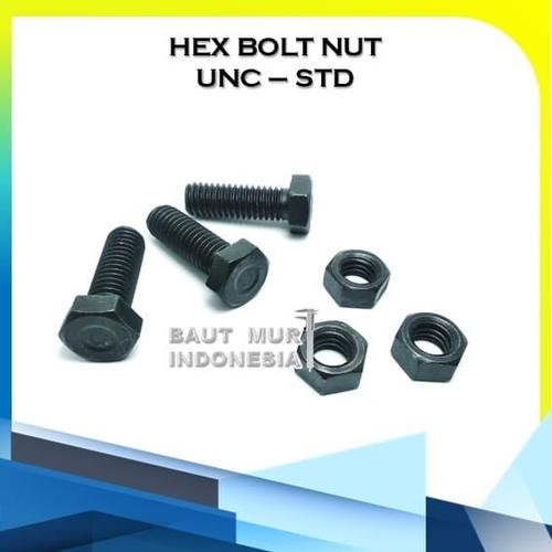 Jual HEX BOLT NUT BESI HITAM UNC - BAUT MUR BESI HITAM UNC 5/16"X5-1/2 ...