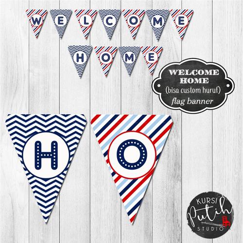 Jual Flag banner tema navy blue mix welcome home bisa custom huruf ...