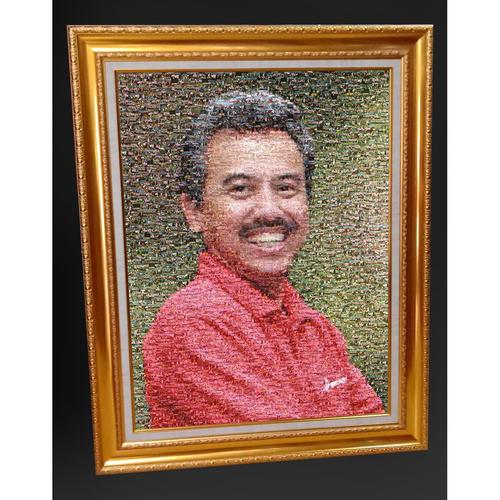 Jual Edit Foto Mozaik dengan Frame Gold Eksklusif ukuran 16R (40x50cm ...