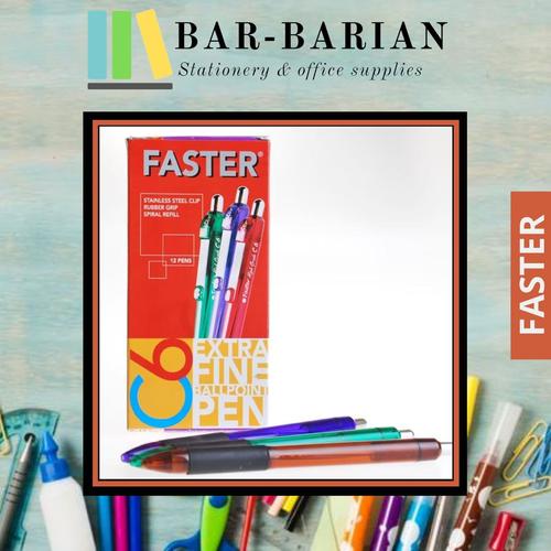 Jual PULPEN / PEN / BALLPOINT FASTER C6 WARNA HITAM DAN BIRU - Hitam ...