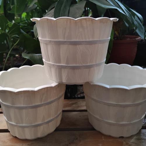 Jual Pot Motif Kayu 20 cm / Pot Putih Kayu / Pot Plastik / Pot Tanaman ...