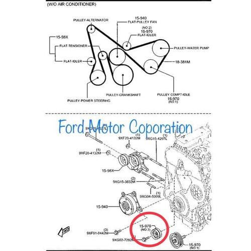 Jual Tensioner pully vbelt fan belt bawah Ford ranger T6 2200cc Mazda ...