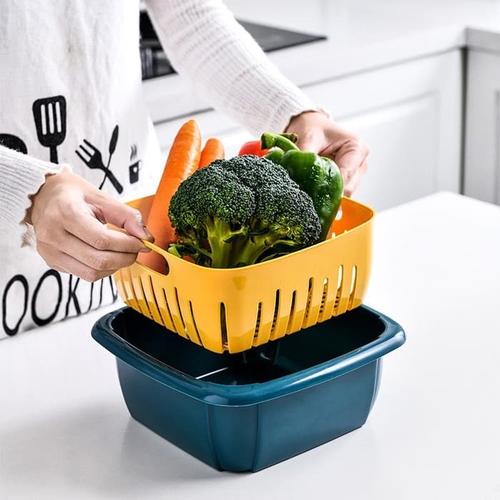 Jual Double layer food storage container / penyimpan buah dan sayur ...