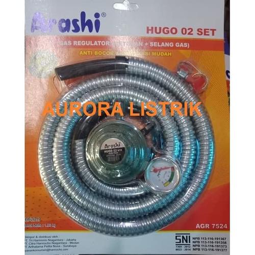 Jual Regulator Arashi Meteran + Selang Gas Hugo 02 Set - Kota Surabaya ...