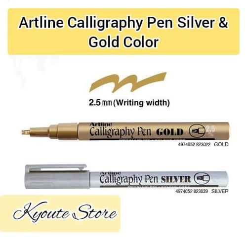 Jual Artline Calligraphy Pen Silver and Gold Color Lettering Kertas ...