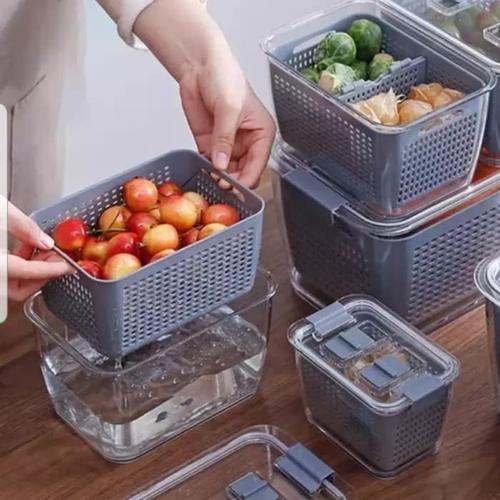Jual Kotak Konteiner Container Tempat Simpan Sayur Buah Tirisan Air ...