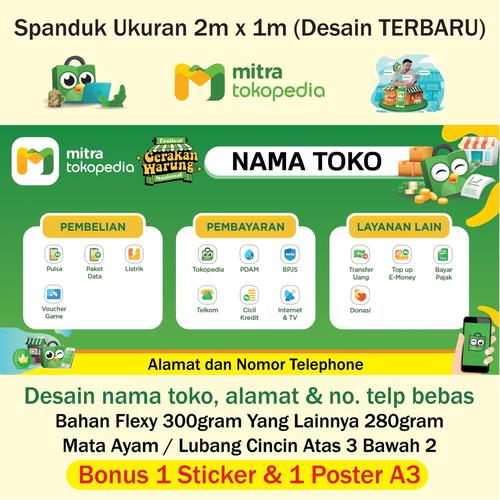 Jual Spanduk Mitra Tokopedia 2x1m Bonus Poster A3 & Sticker - Kab ...