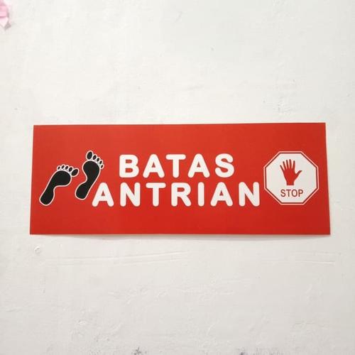 Jual SIGN STICKER BATAS AMAN ANTRIAN MERAH UK 15X40CM K3 RAMBU SAFETY ...