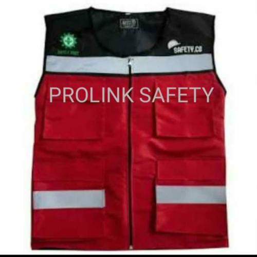 Jual ROMPI SAFETY MERAH KOMBINASI HITAM RESLETING BAHAN DRILL FREE LOGO ...