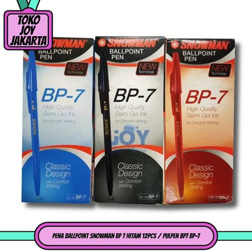 Jual Pena Ballpoint Snowman Bp 7 Hitam 12pcs / Pulpen Bp7 Bp-7 - Merah ...