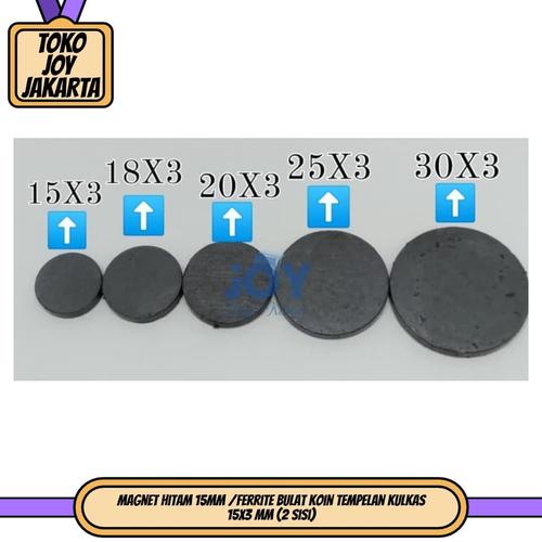 Jual Magnet Hitam 15mm /Ferrite Bulat Koin Tempelan Kulkas 15x3 mm (2 ...
