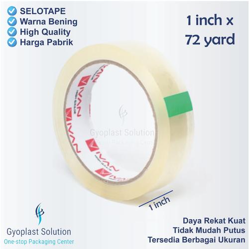 Jual Isolasi Lakban Solatip Solatape Selotip Selotape Bening 1 inch 72 ...