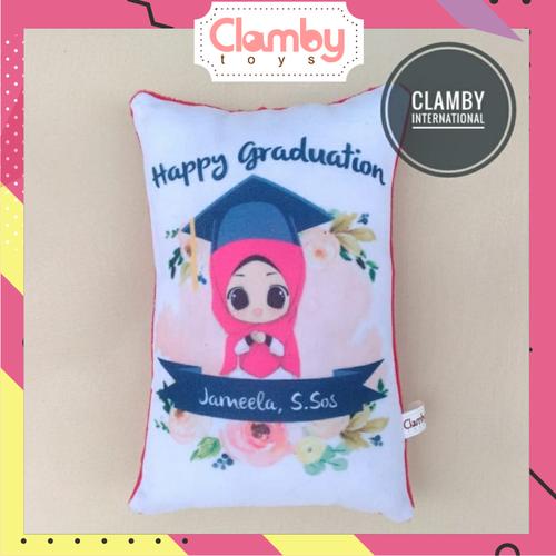 Jual Bantal Wisuda Custom Foto Kartun Hijab 30x20cm Bantal Graduation ...