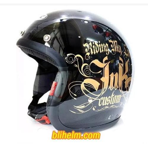 Jual HELM RETRO INK A70 CLASSY BLACK INK A70 RETRO CLASSIC HALF FACE ...