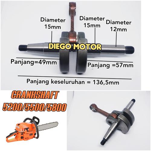 Jual Crankshaft kruk as mesin chainsaw sinso mini tipe 5200 5500 5800 ...