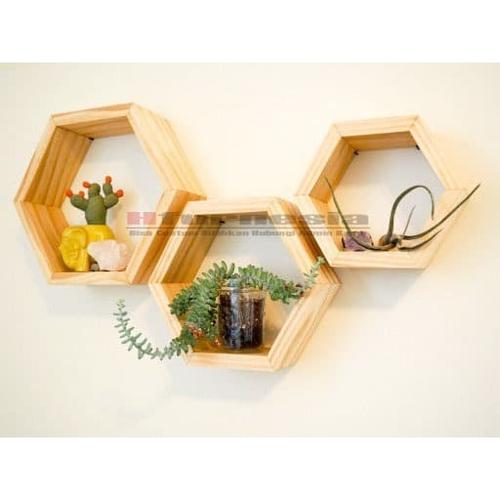 Jual Rak Hexagonal / Rak Dinding Minimalis / Dekorasi Dinding Rustic ...
