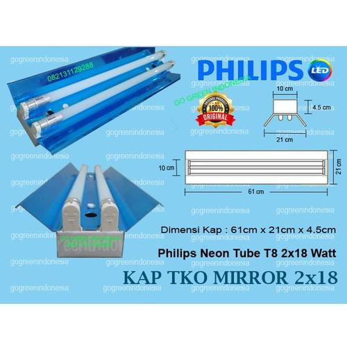 Jual KAP Lampu TL reflector mirror type TKO 2x18 Watt lampu fluorescent ...