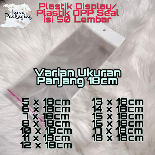 Jual PLASTIK DISPLAY Panjang 18 cm / PLASTIK OPP SEAL LUBANG Isi 50 ...