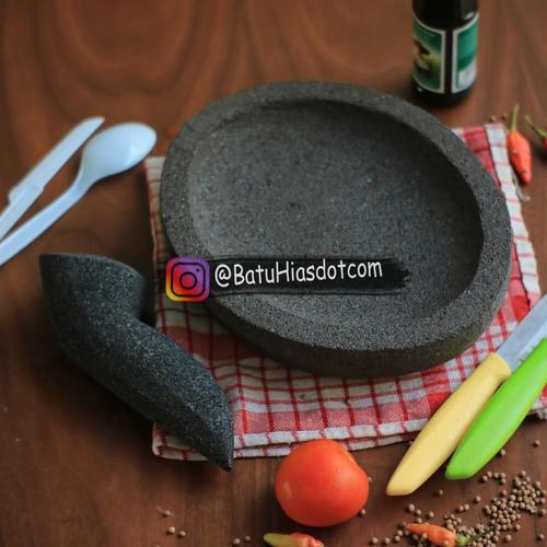 Jual Cobek Coet dan Ulekan Ulegan Batu Lava Merapi Asli Motif Oval 20 ...