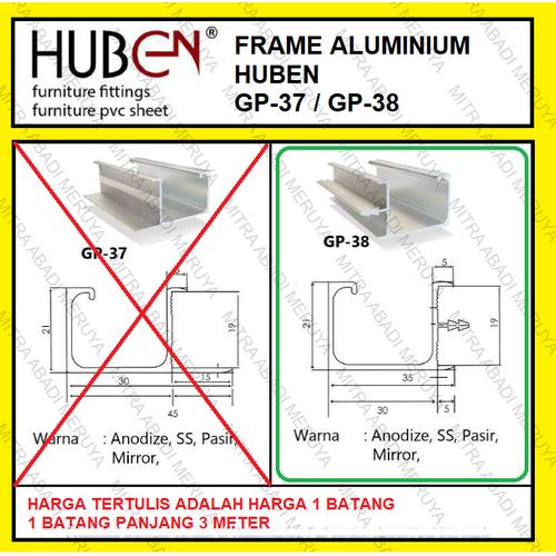 Jual Profil Frame Handle Alumunium Aluminium HUBEN GP 38 GP38 GP-38 ...